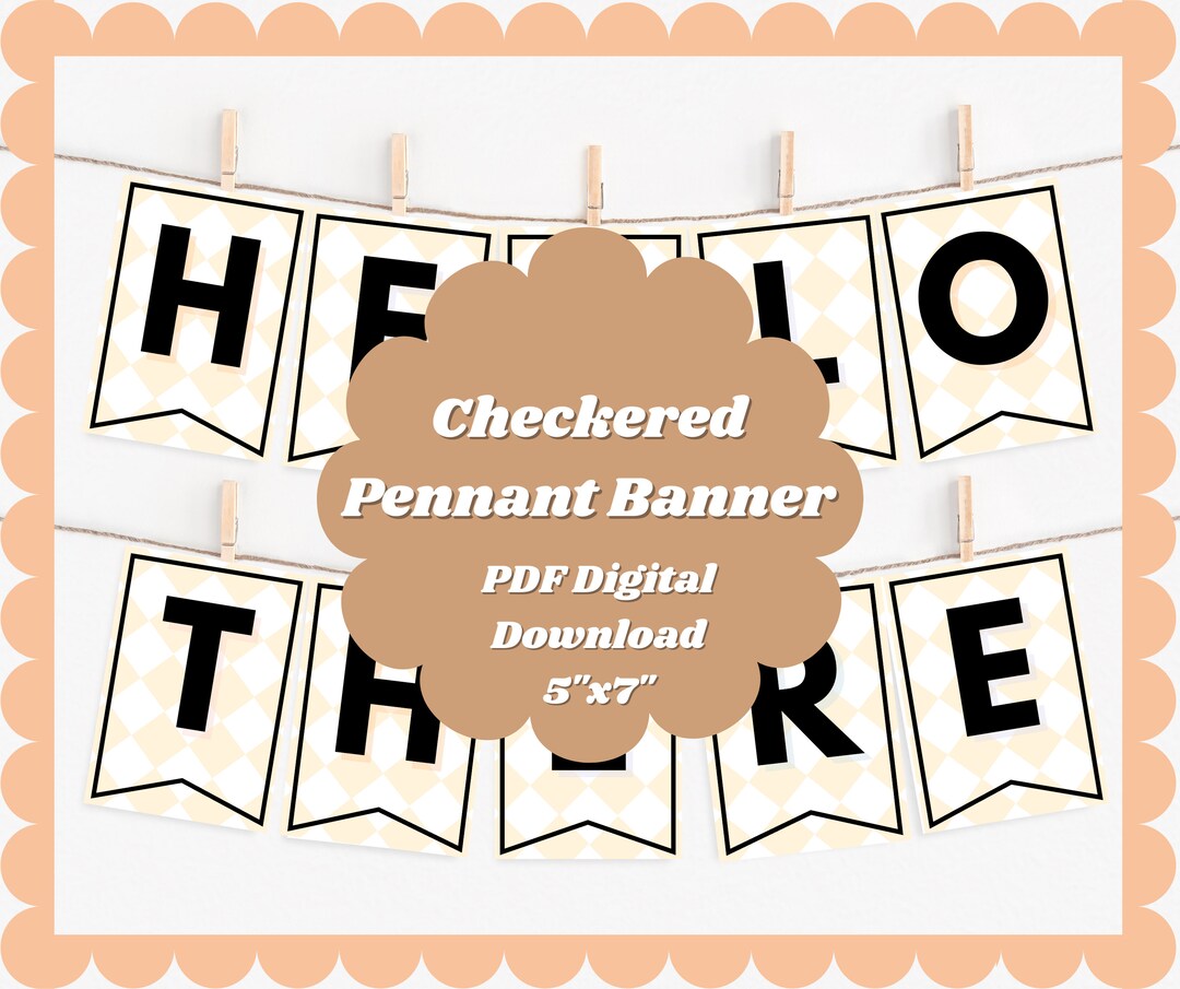 Checkered Pennant Banner Letters and Numbers Classroom Decor Party Name ...