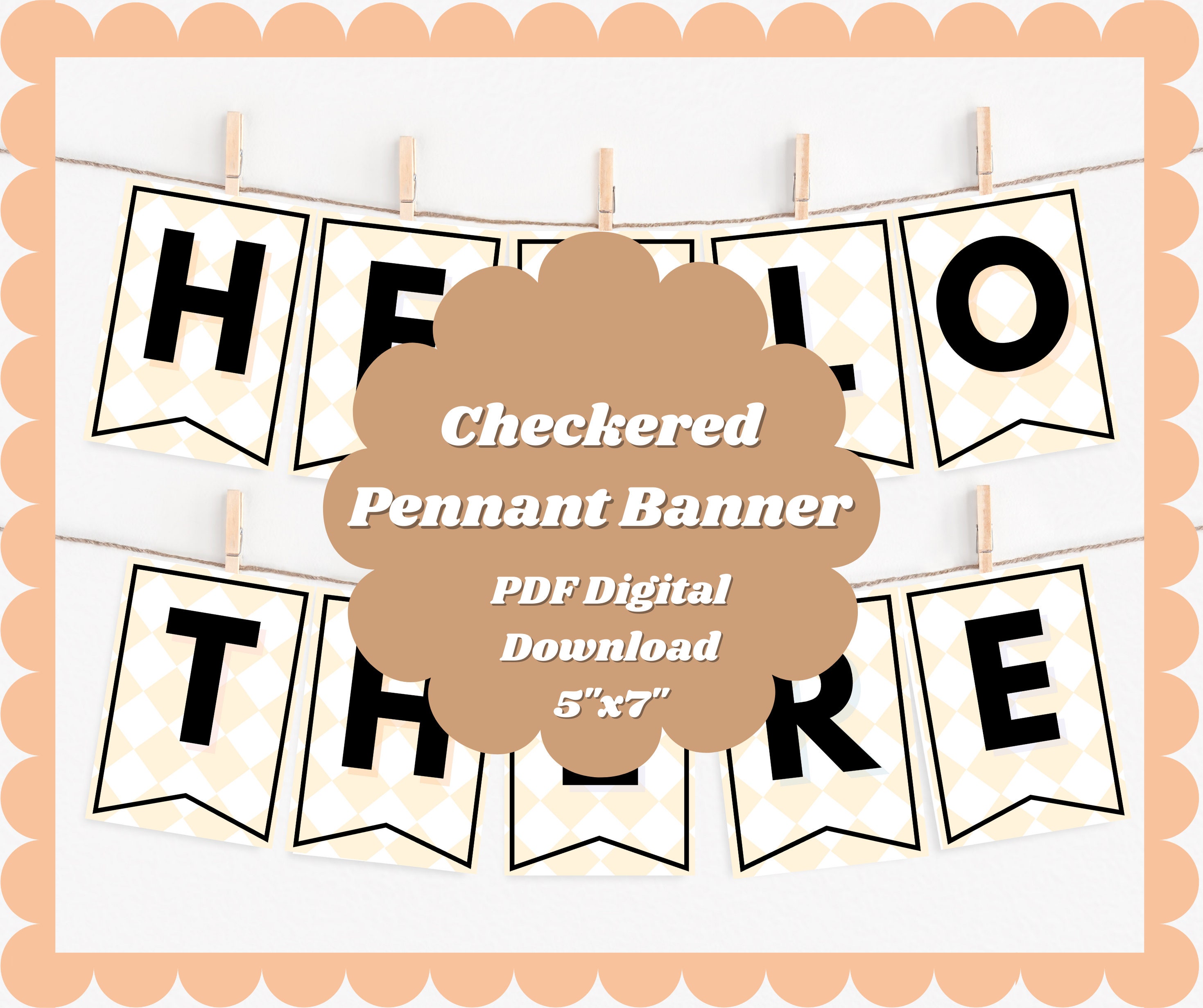 Checkered Pennant Banner Letters and Numbers Classroom Decor Party Name ...