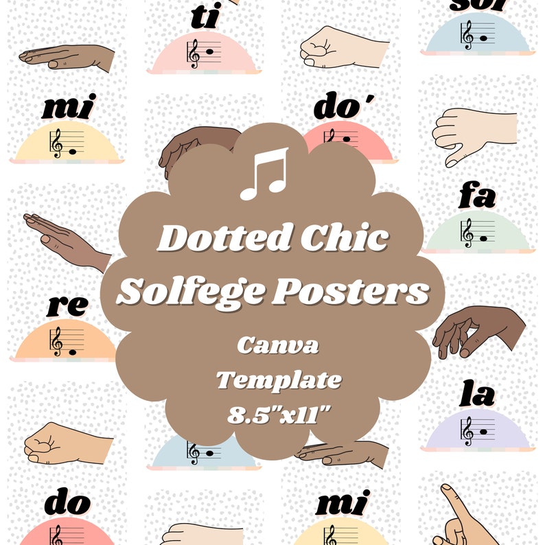Black and White Dot Solfege Music Classroom Posters Template Trendy ...