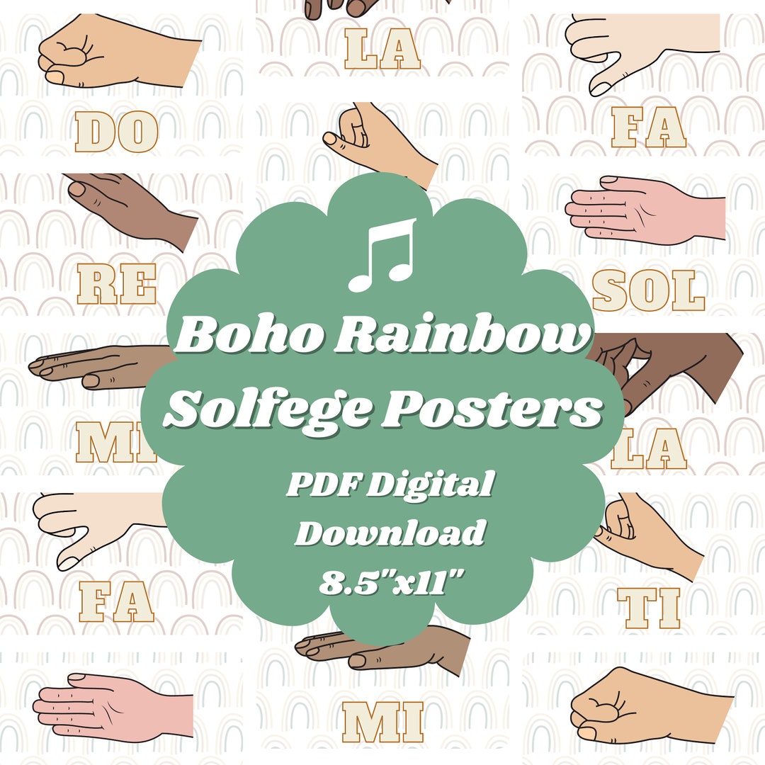 Boho Rainbow Solfege Posters Music Room Decor Instrumental Music Choral ...