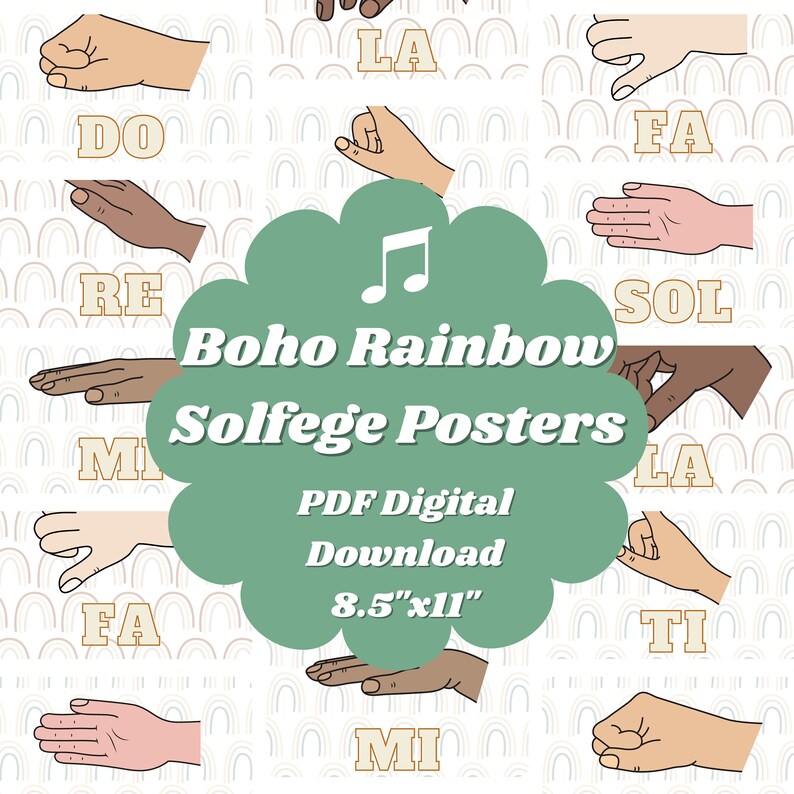 Boho Rainbow Solfege Posters Music Room Decor Instrumental - Etsy