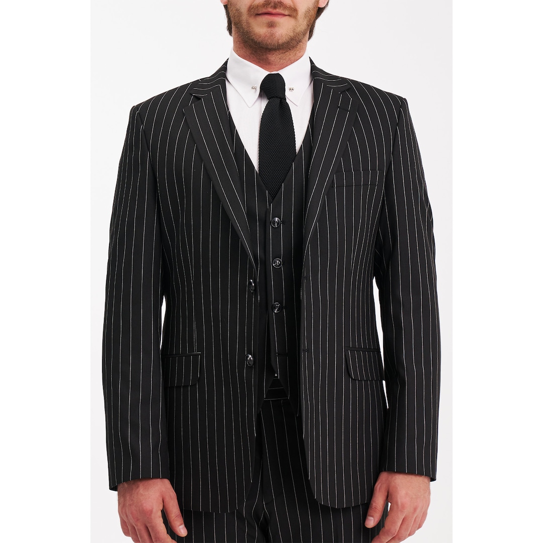 Jack Martin | Mens Black Pinstripe 3 Piece Suits for Men | Design-led ...