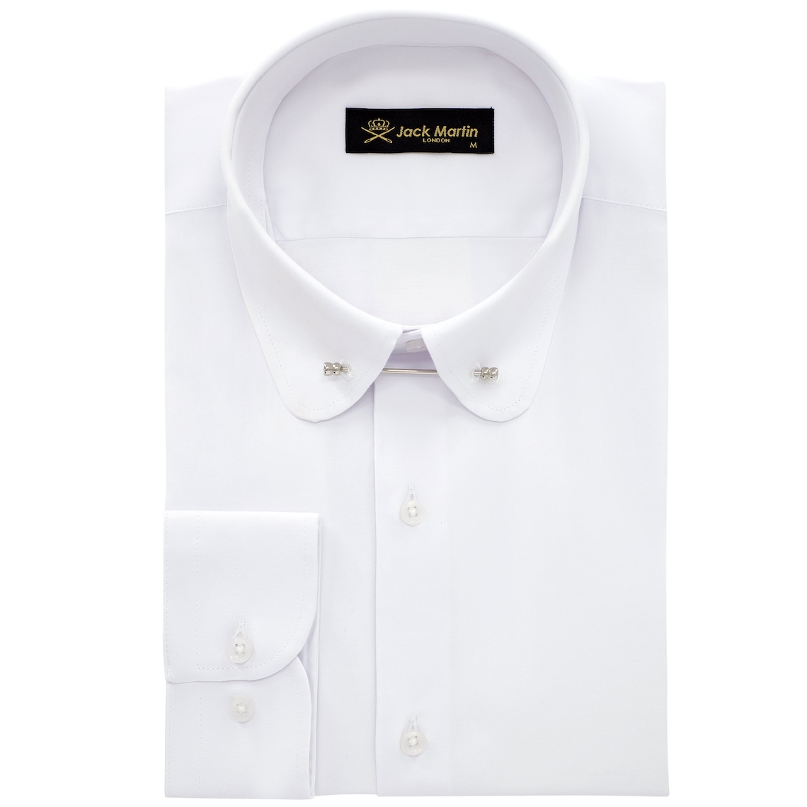 White Club Collar Long Sleeve Dress Shirts for Men With Pin Collar ...