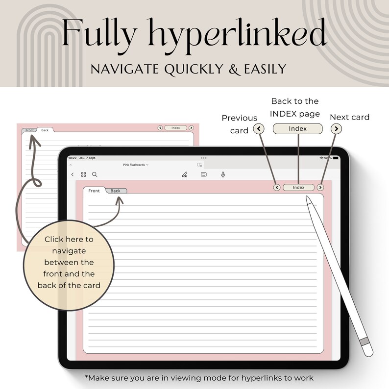 Hyperlinked Digital Flashcard Set for iPad Tablet, Goodnotes ...