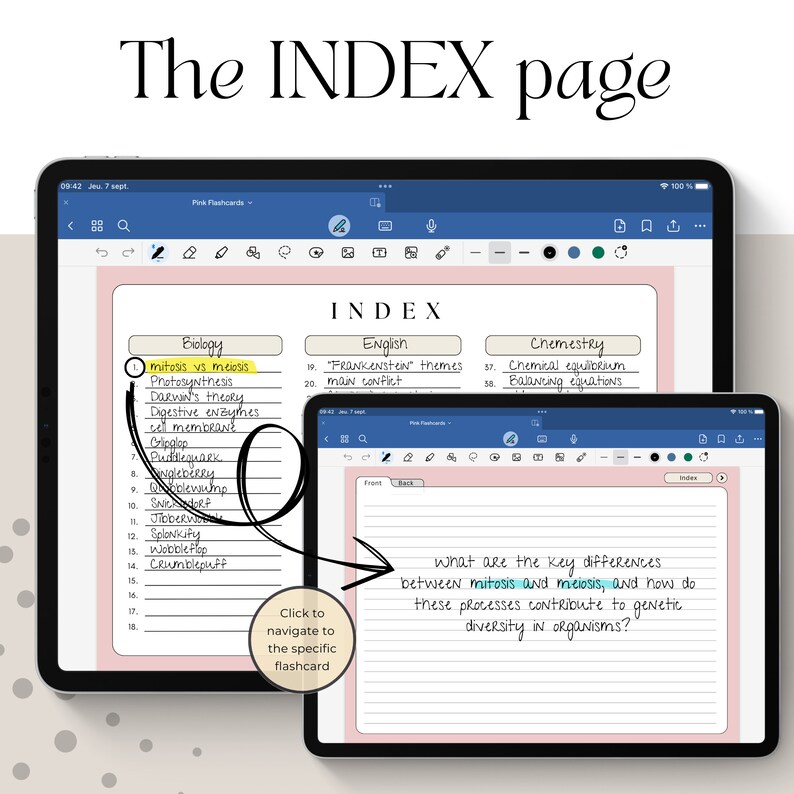 Hyperlinked Digital Flashcard Set for iPad Tablet, Goodnotes ...
