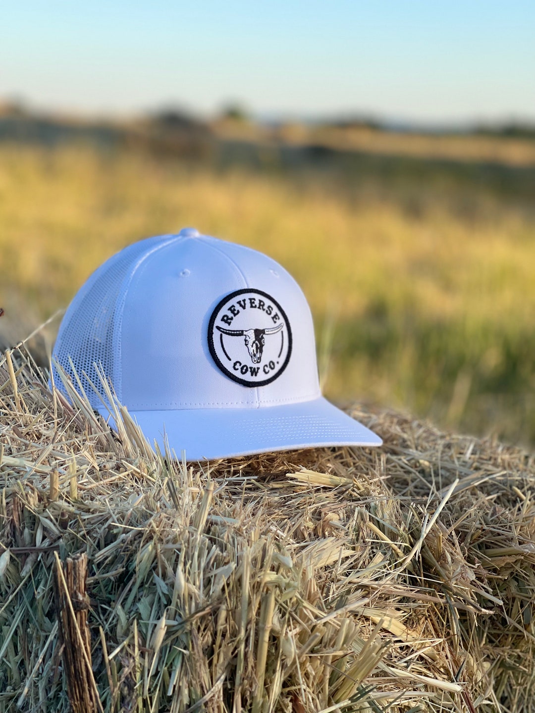 White on White Reverse Cow Co. Hat - Etsy