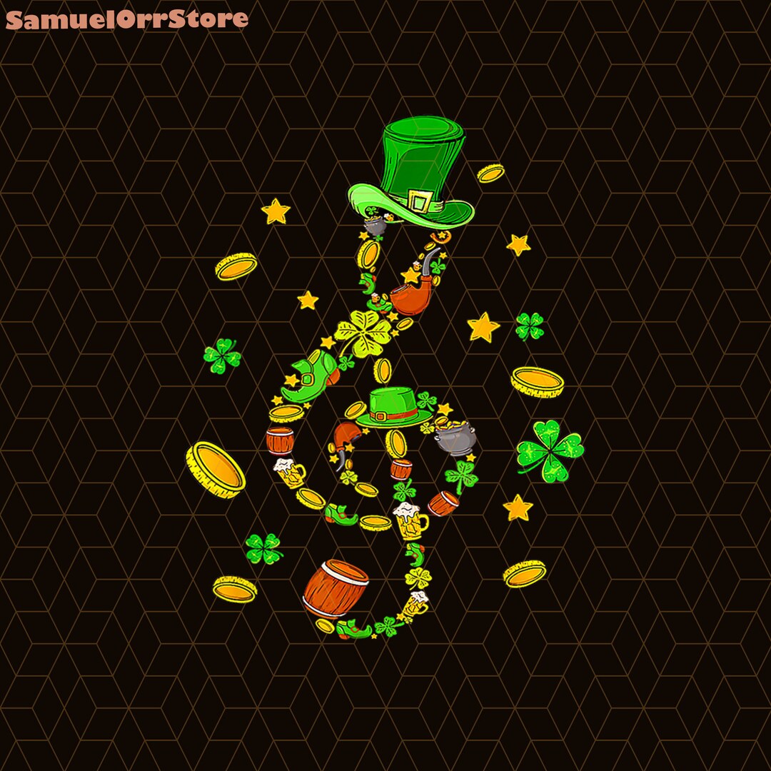 Music Note Shamrock St Patricks Day Png, Music Teacher Leprechaun Png ...