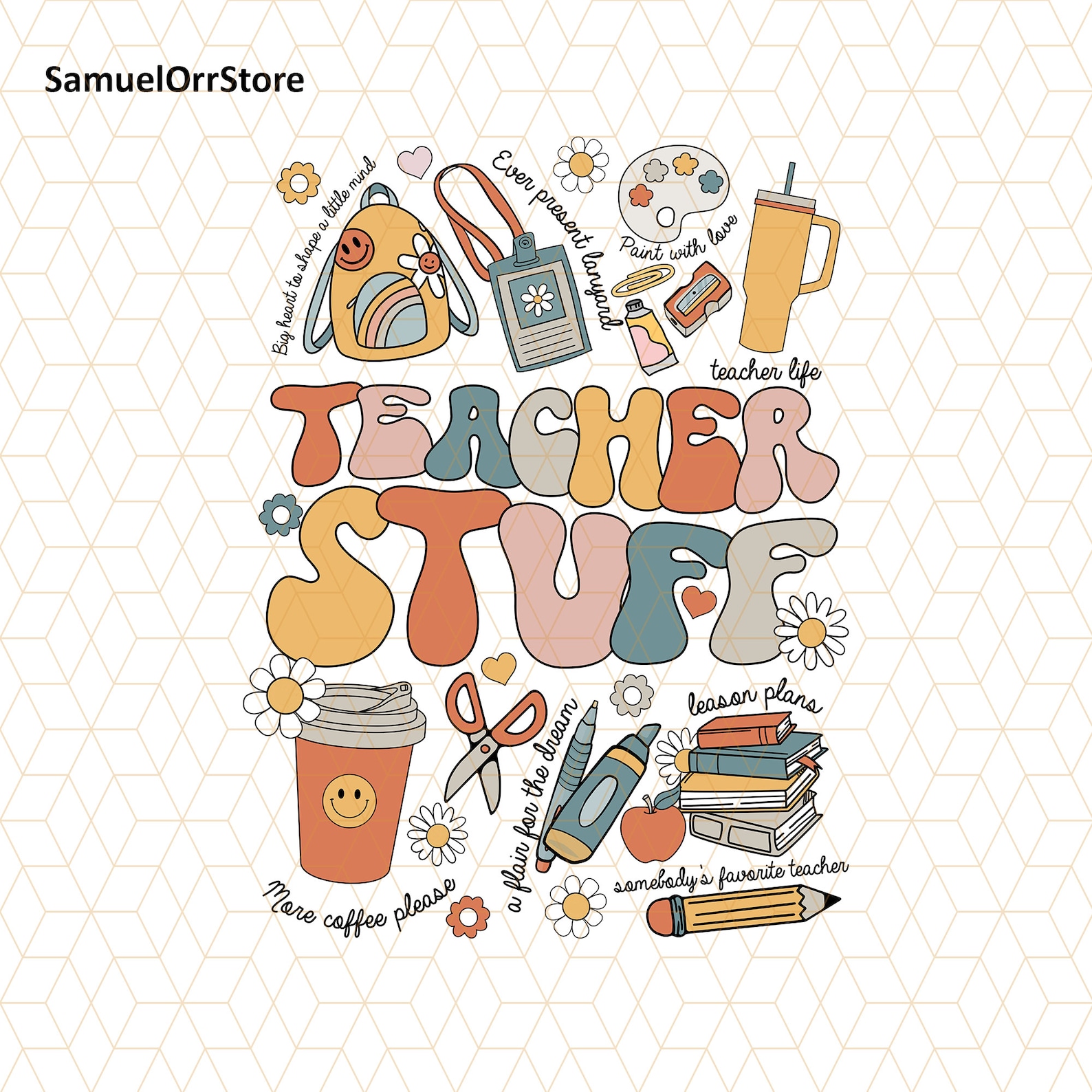 Retro Groovy Teacher Stuff Png, Teacher's Favorite Things Png, Teacher ...