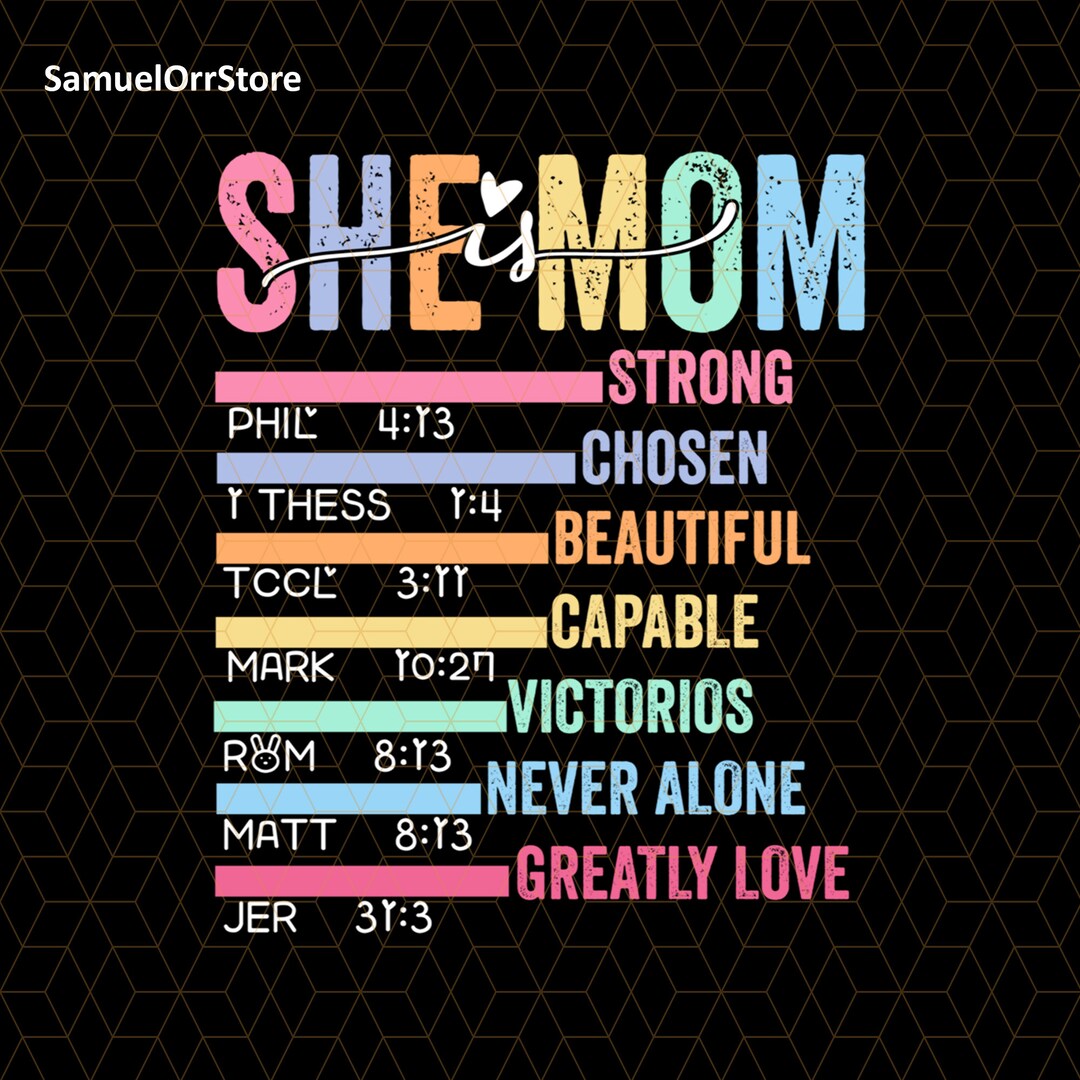 Retro She is Mom Png, Christian Mother's Day Png, Bible Verses Mom Png ...