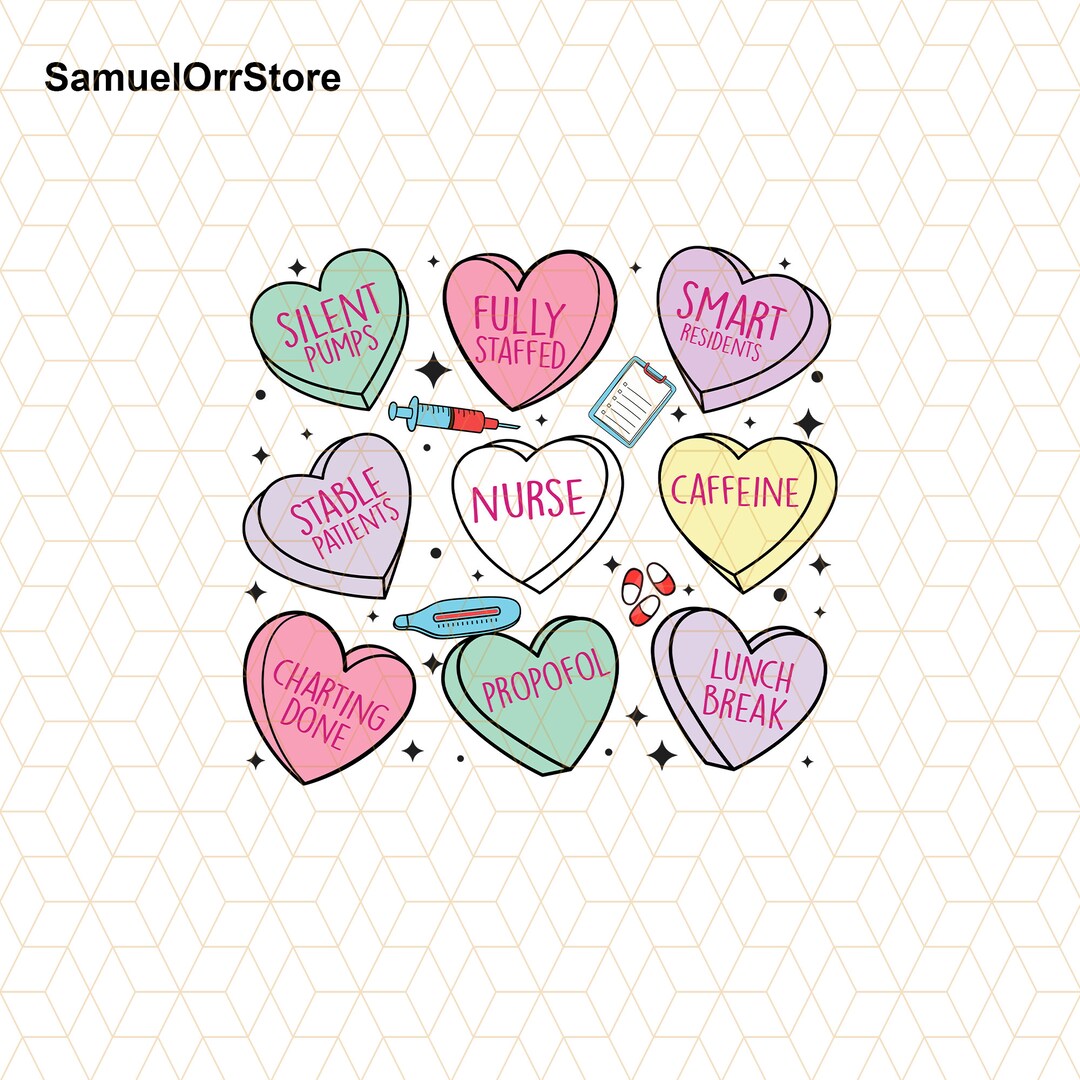 Valentine Nurse Candy Heart Png, Nurse Conversation Hearts Png ...