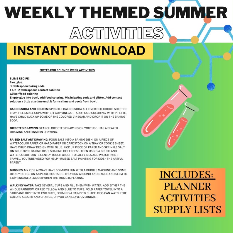 KIDS Summer Bucket List Theme SCIENCE Week Full of Activities With ...