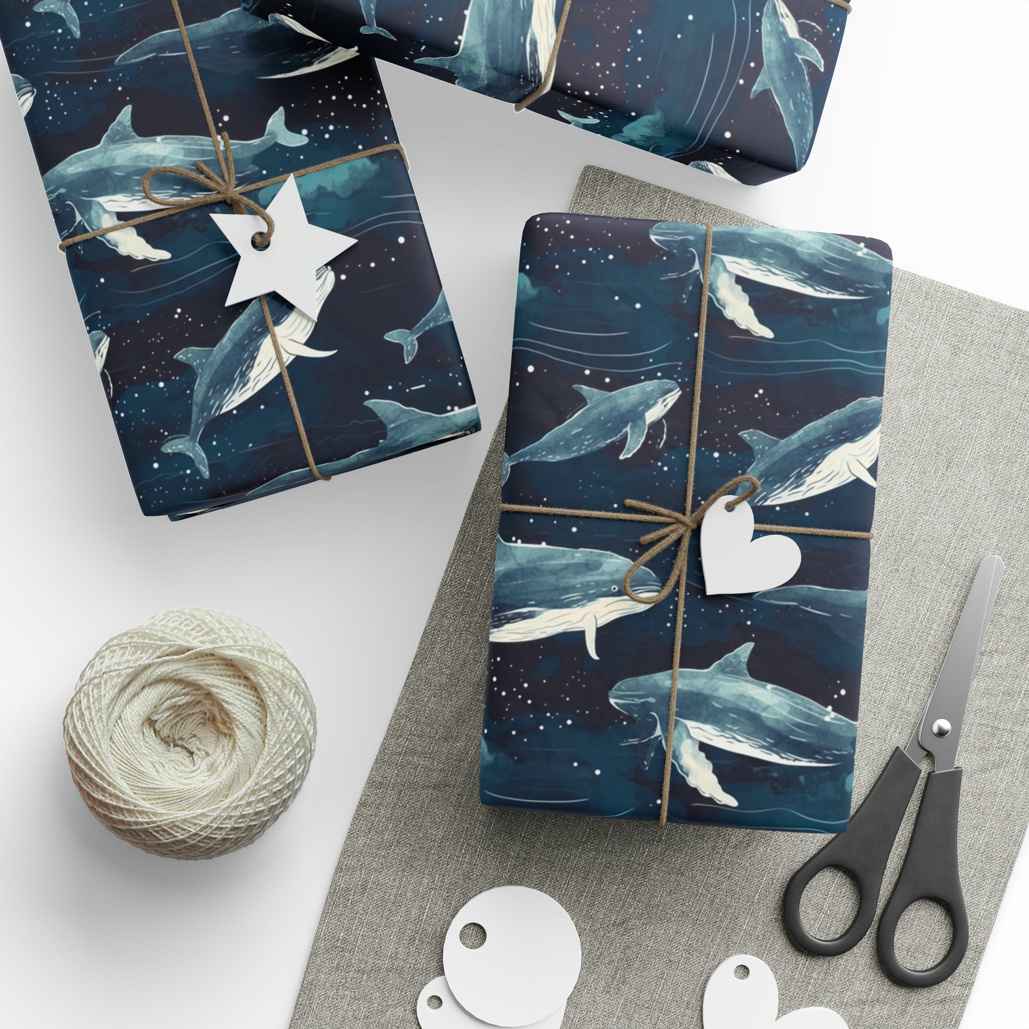 Oh Whale Watercolor Wrapping Paper - Marine Life Wrapping Paper - Ocean ...