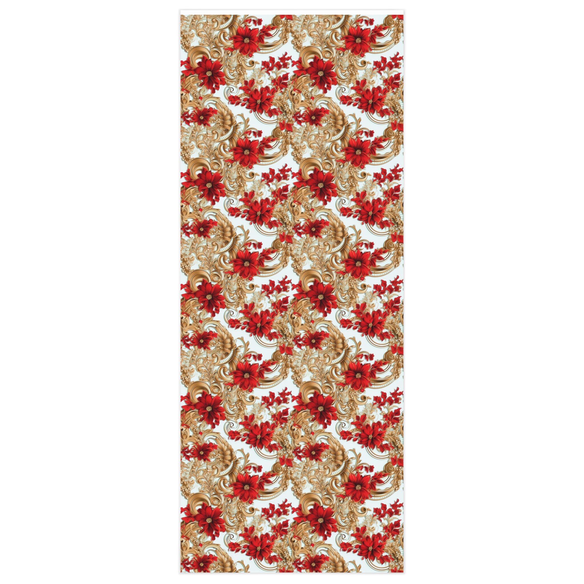 Regal Christmas Poinsettias and Gold - Christmas Wrapping Paper sold by ...