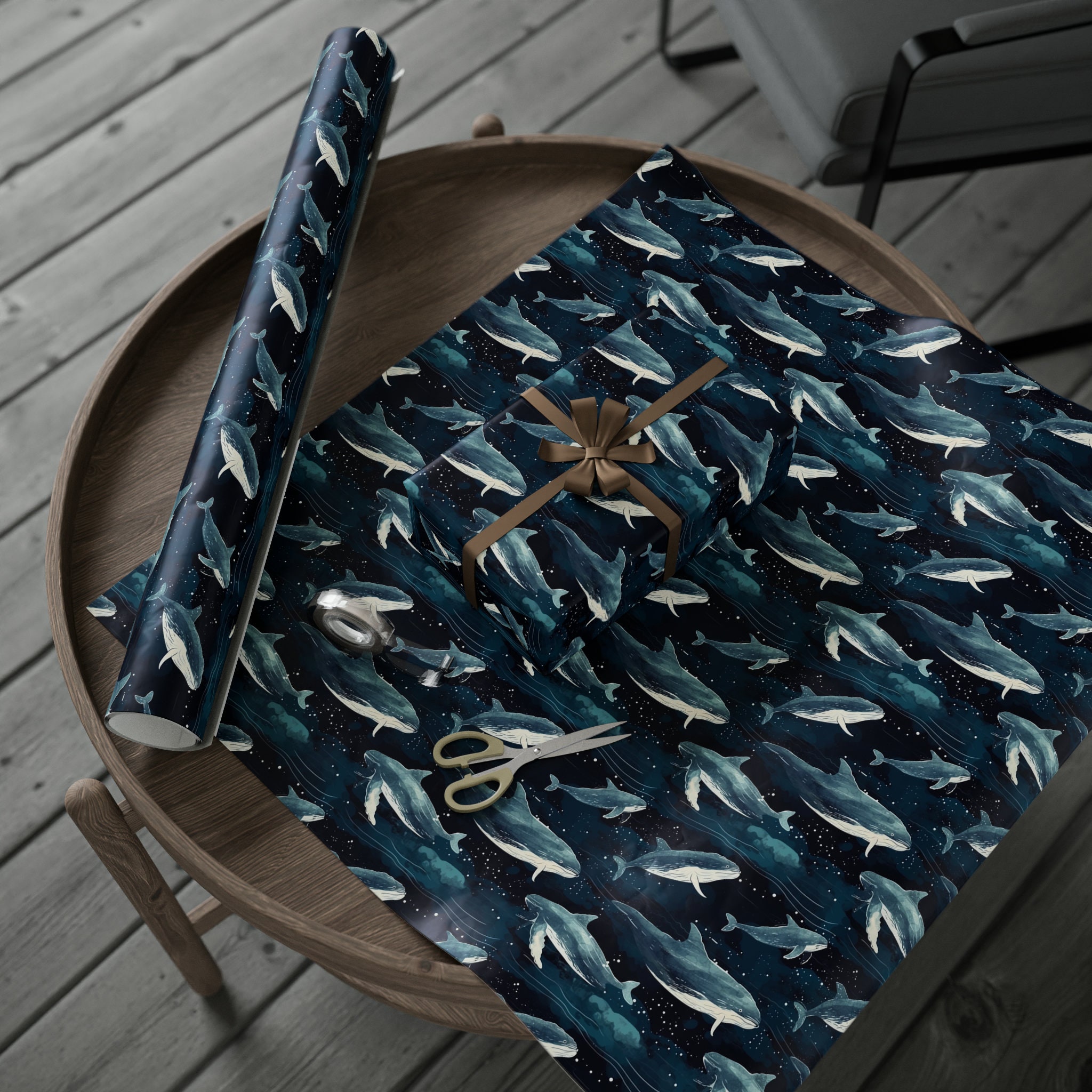 Oh Whale Watercolor Wrapping Paper - Marine Life Wrapping Paper - Ocean ...