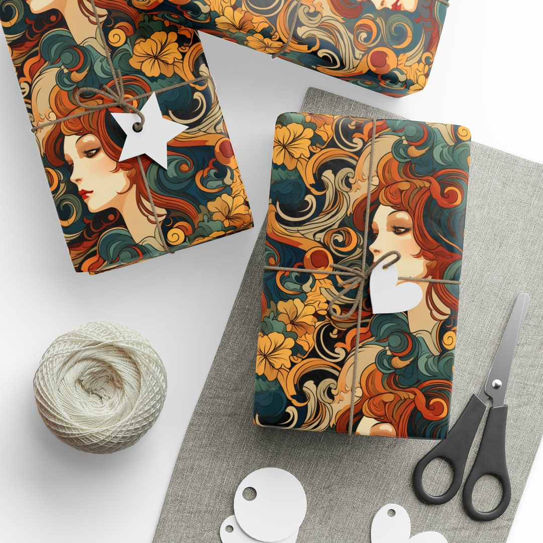 Art Nouveau Elegant Woman Wrapping Paper - Graceful Elegance - Etsy