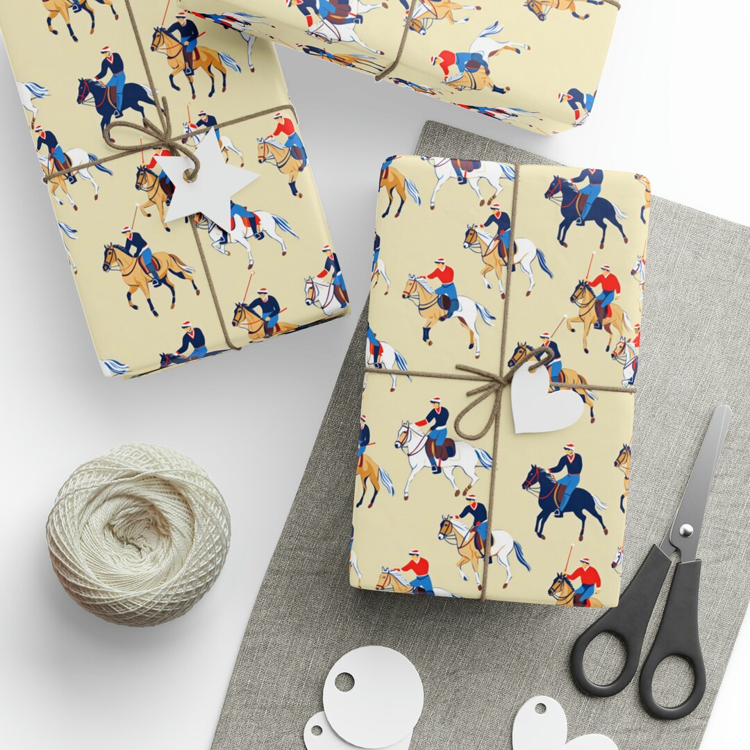 English Polo Match Wrapping Paper - Young Men Playing Polo on Horses - Etsy