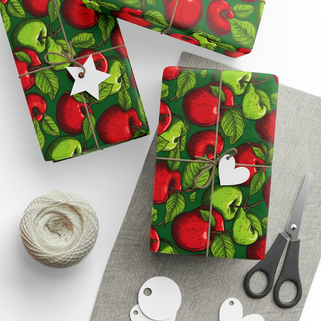 Apple Wrapping Paper Teacher Wrapping Paper A - Etsy