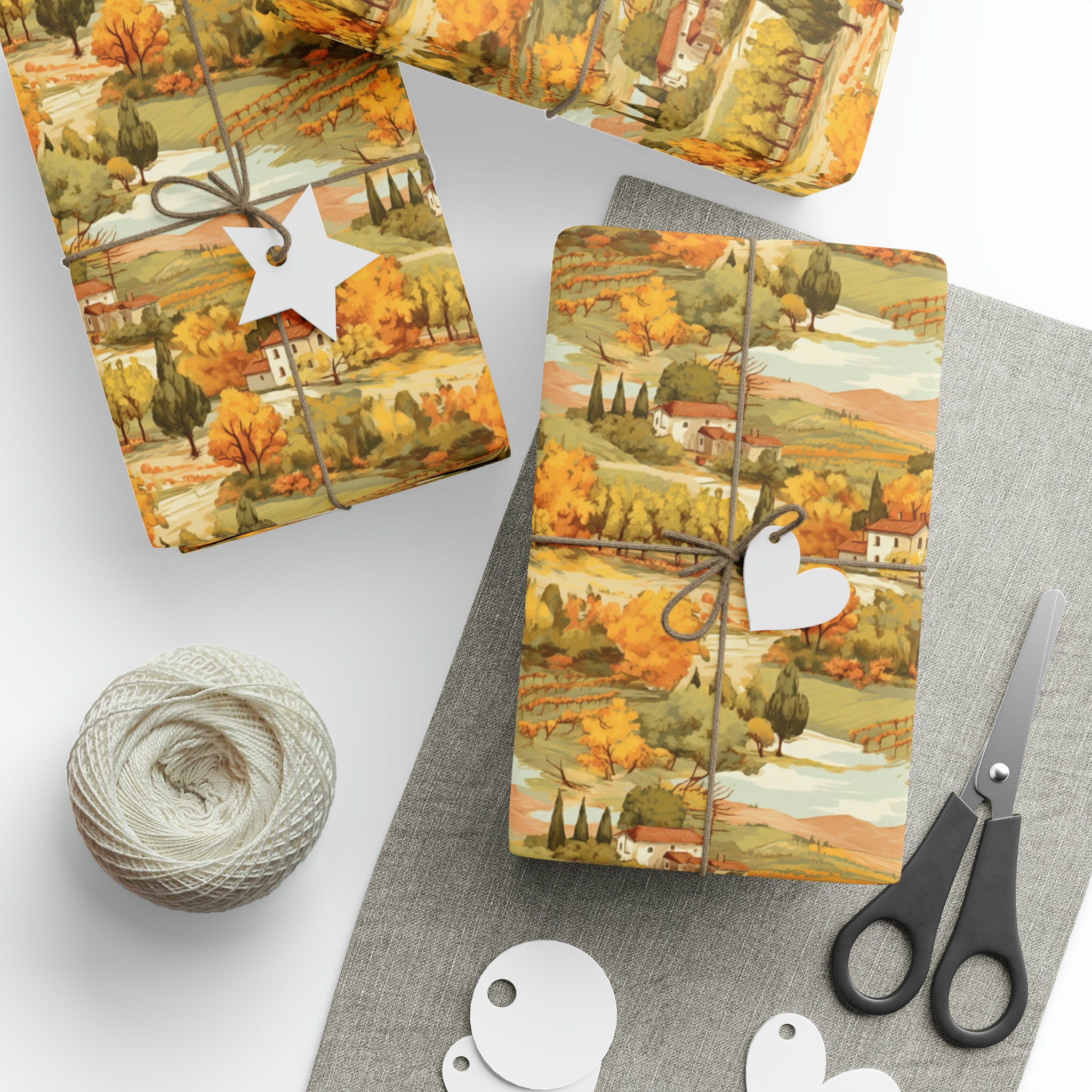 Scenic Tuscan Home Fall Landscape Wrapping Paper - Etsy