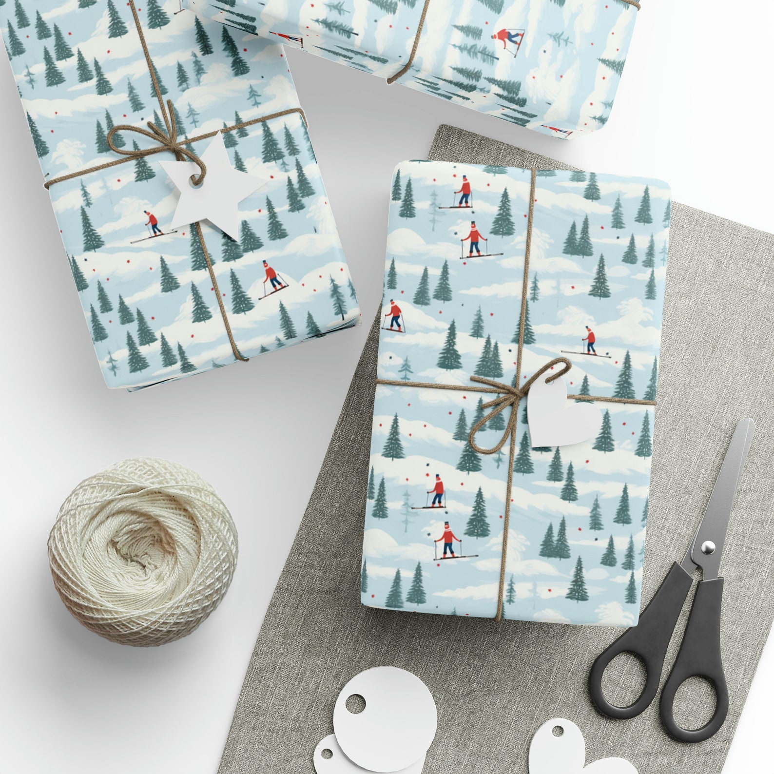Winter Wonderland Ski Slopes Gift Wrap - Winter Skiing Wrapping Paper ...