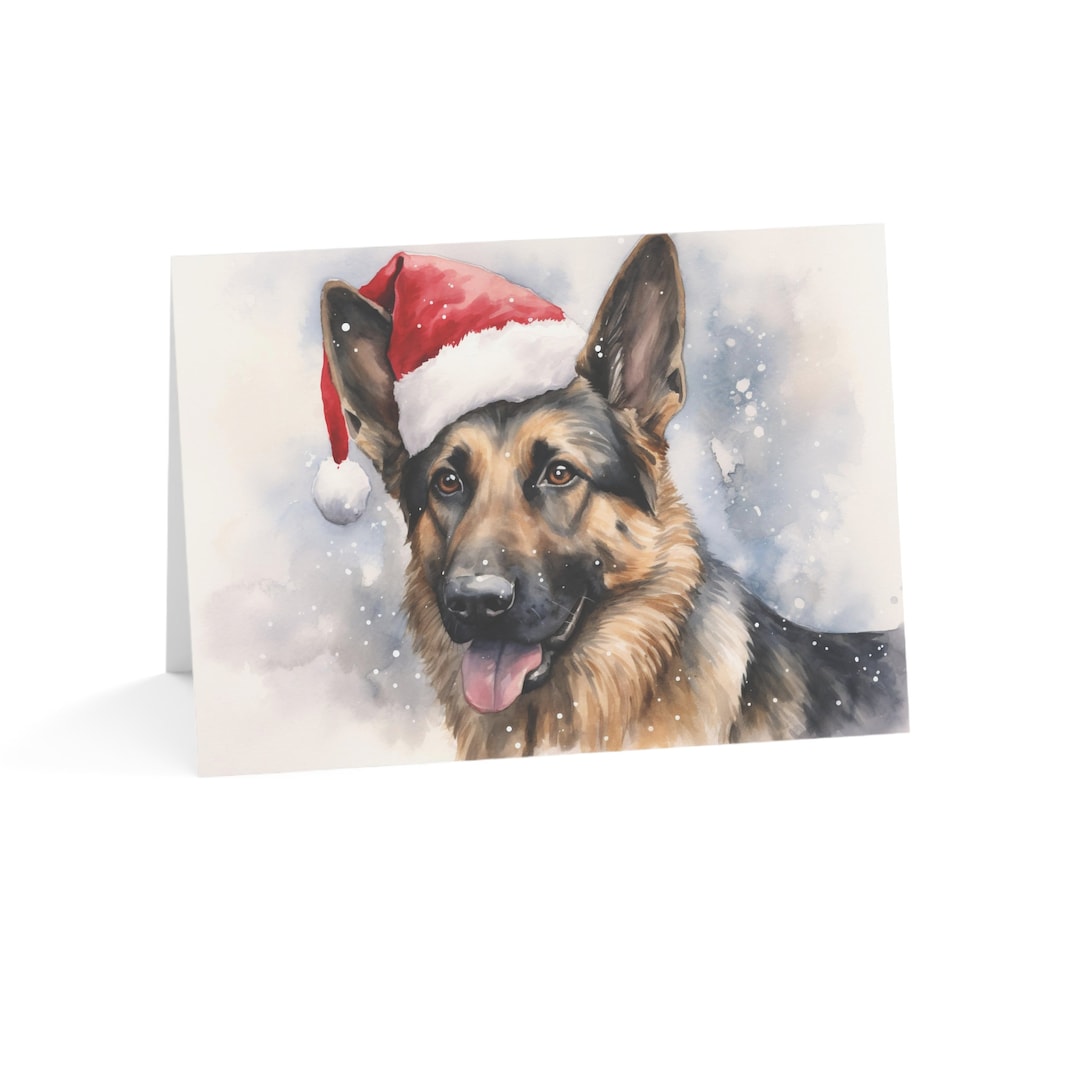 German Shepherd Santa Paws Christmas Card - Dog Lover Christmas ...