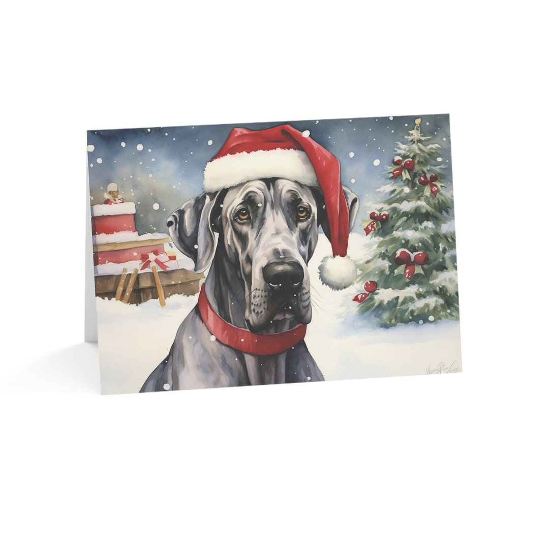 Great Dane Santa Paws Christmas Card Dog Lover Christmas Greeting Card ...