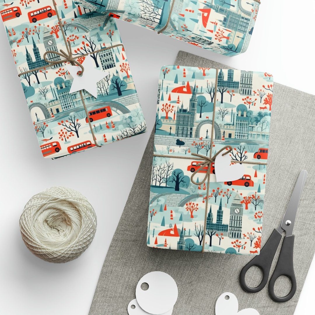 London Calling Wrapping Paper - A Glimpse of British Charm - Etsy