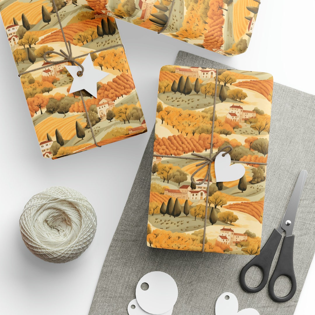 Tuscan Hills Autumn Landscape Wrapping Paper - Etsy