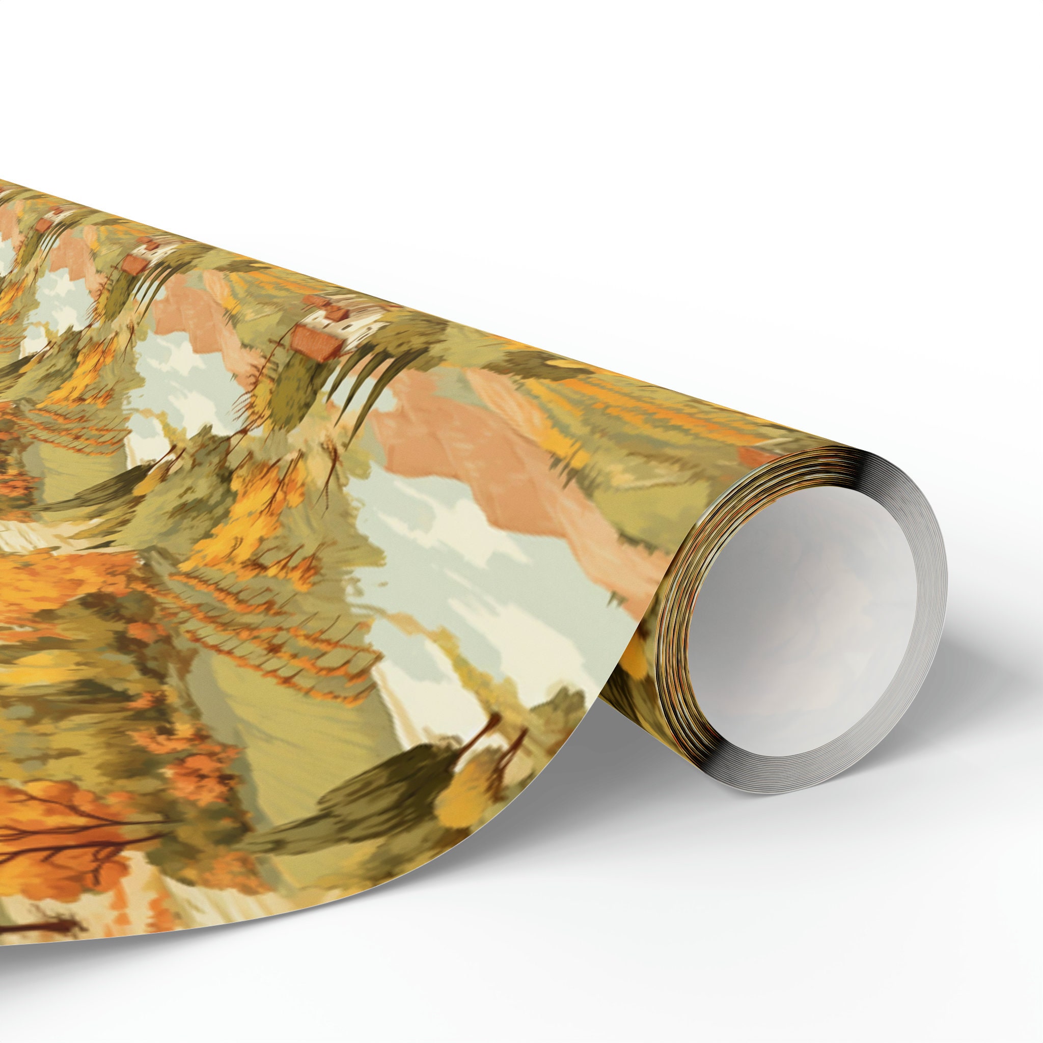 Scenic Tuscan Home Fall Landscape Wrapping Paper - Etsy