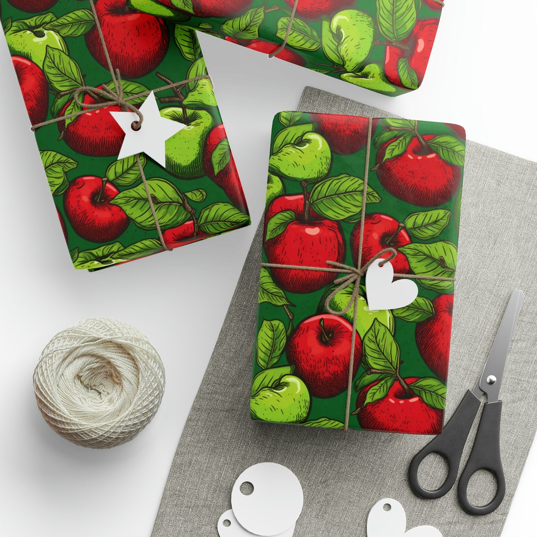 Apple Wrapping Paper - Teacher Wrapping Paper - A Teacher's Delight - Etsy