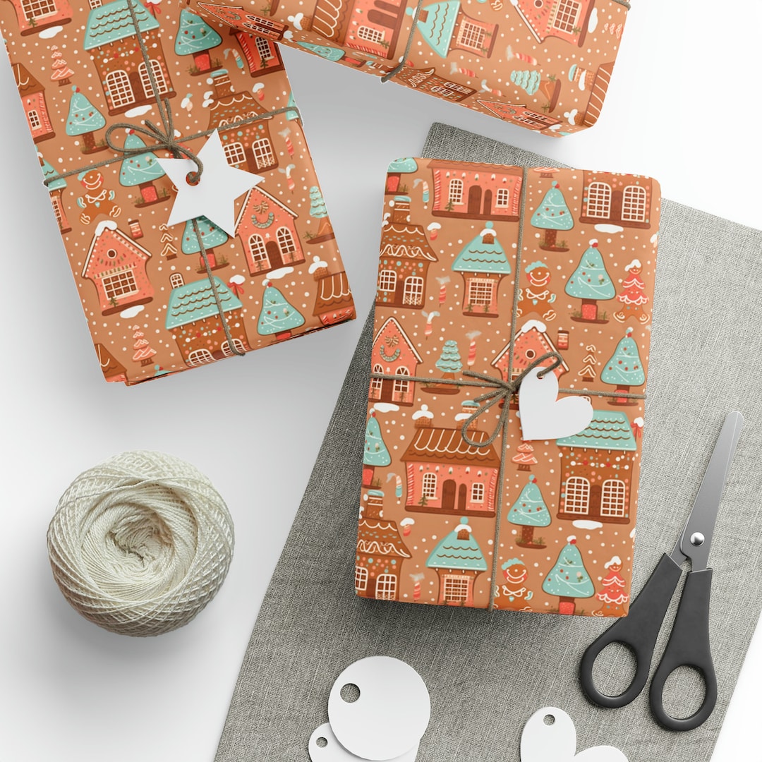 Sweet Home Gingerbread Wrapping Paper - Gingerbread Dreams Gift Wrap - Etsy