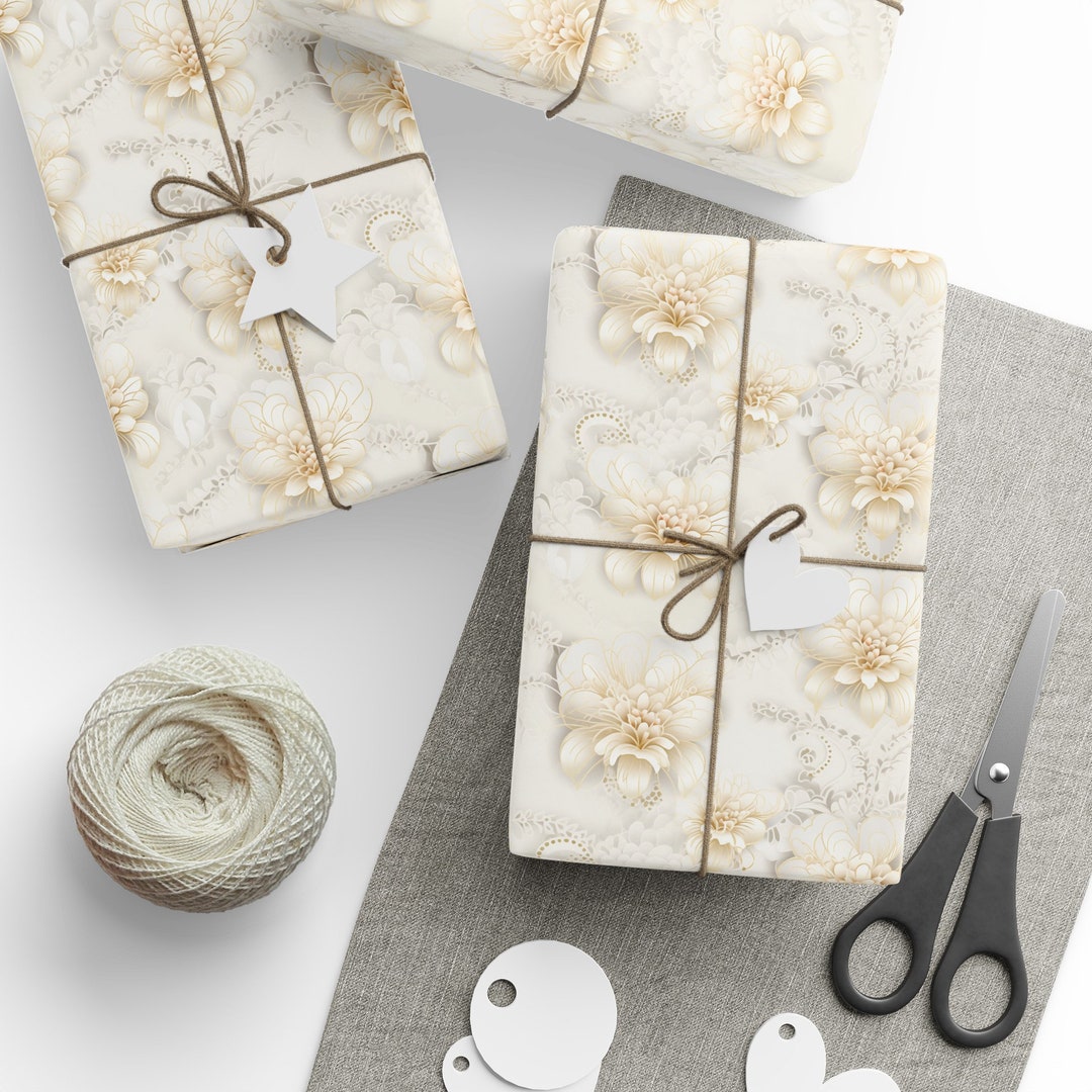 White Wedding Bouquet Wrapping Paper - Elegant Wedding Gift Wrap - Etsy