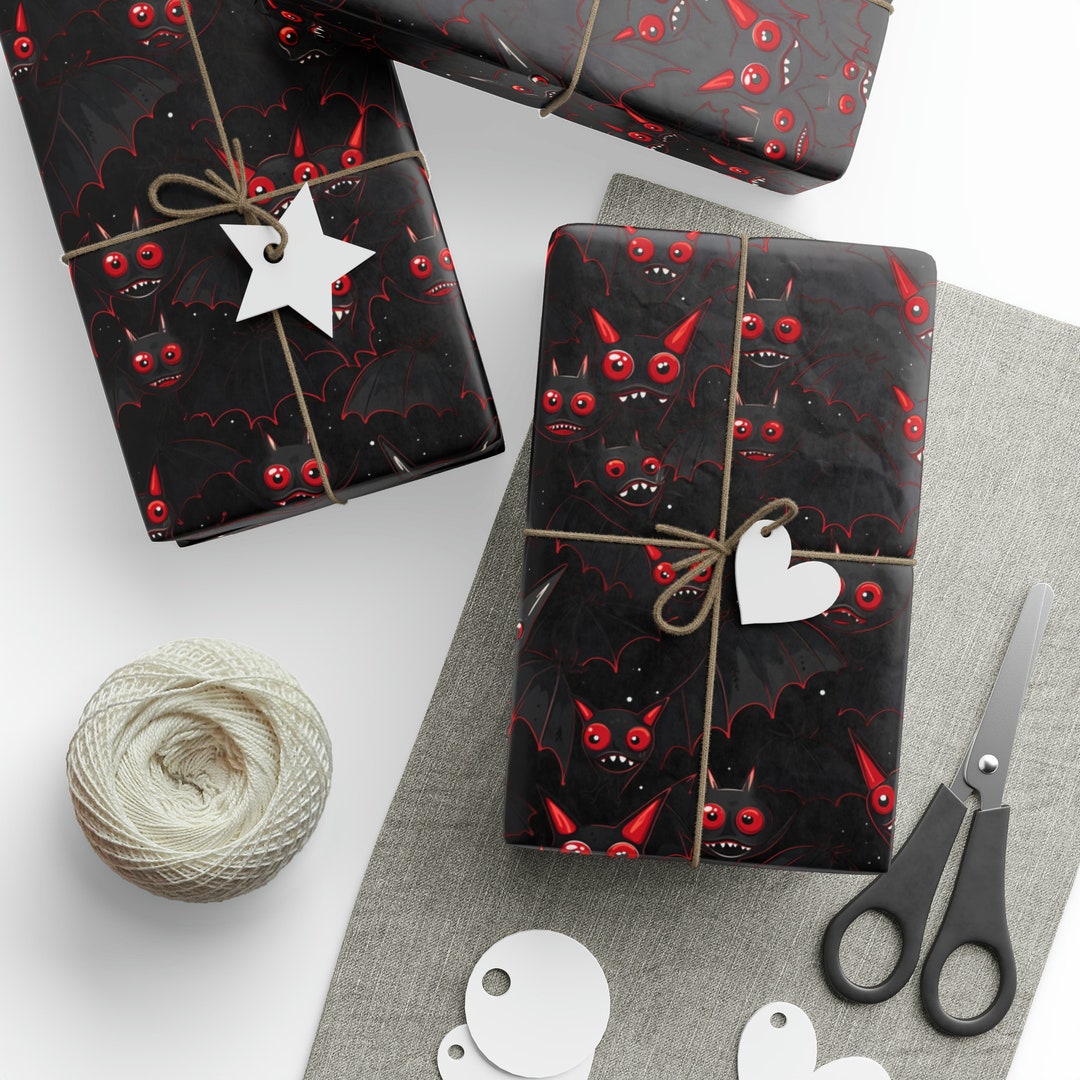 Cute and Goofy Bats - Funny Bat Halloween Wrapping Paper- A Playful ...