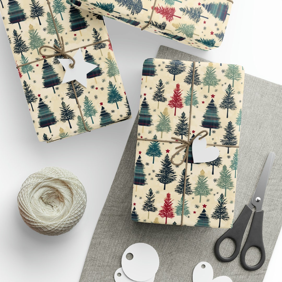 Festive Fir Gift Wrap Collection - Tartan Design Christmas Tree Gift ...
