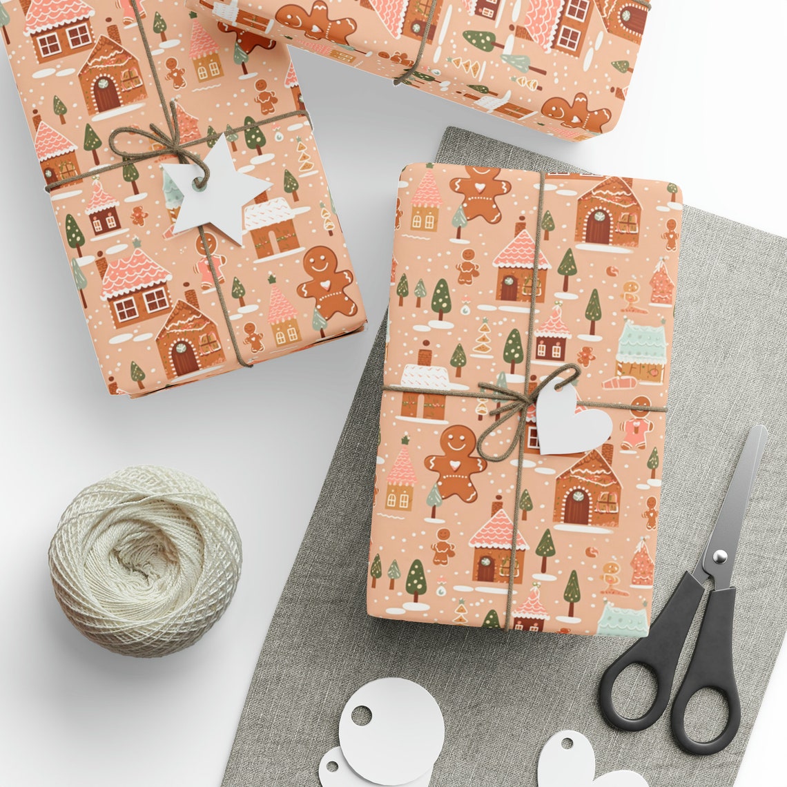 Snowy Gingerbread Magic Gift Wrap - Gingerbread Dreams Wrapping Paper ...