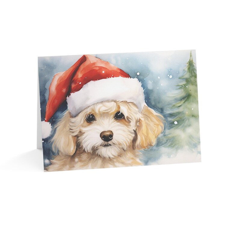 Maltipoo Santa Paws Christmas Card - Dog Lover Christmas Greeting Card ...