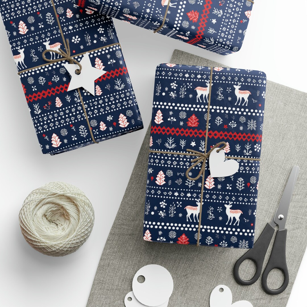 Nordic Winter Wrapping Paper - Scandinavian Wrapping Paper - Deer ...