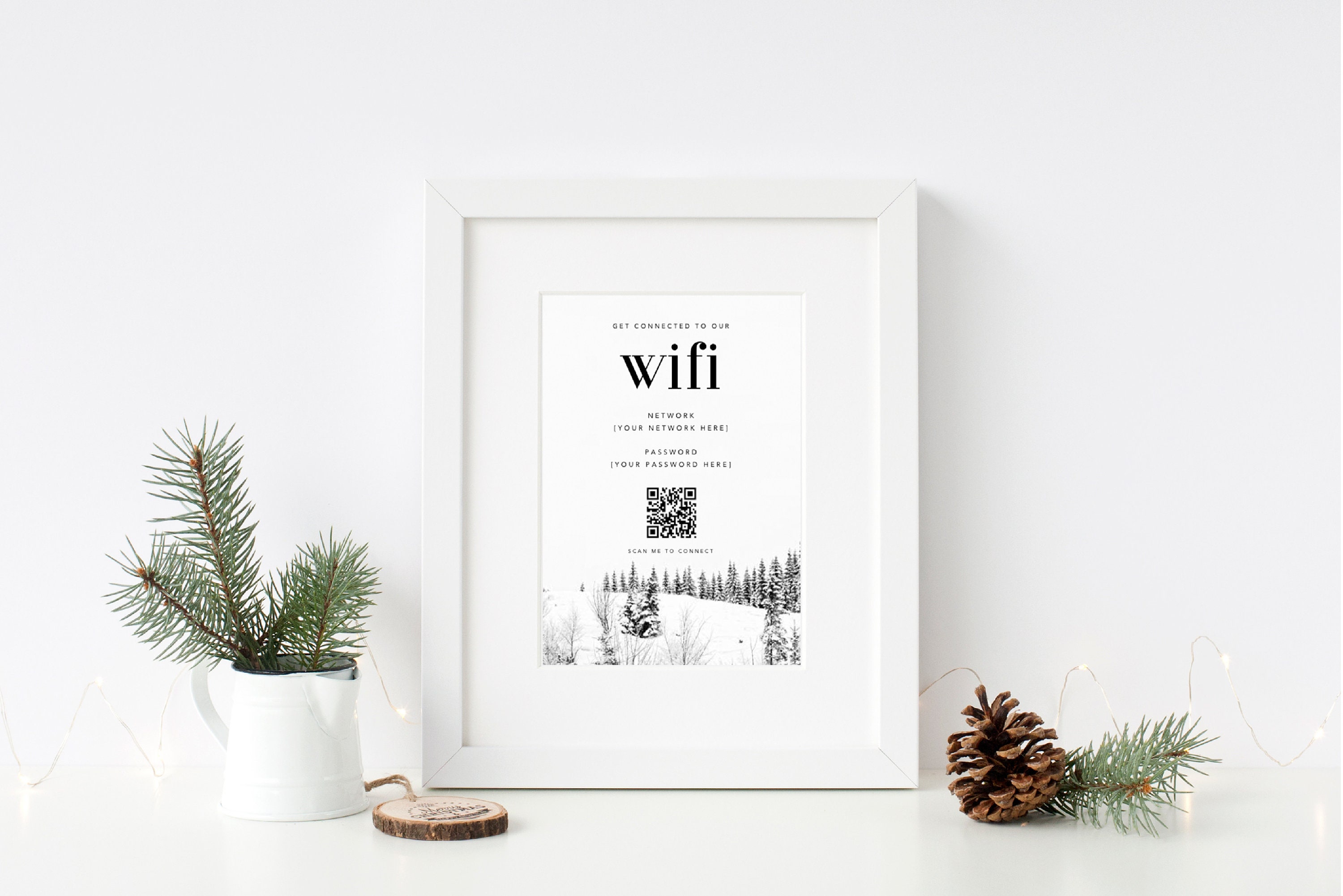 Editable Wifi Password & QR Code Sign Airbnb Wifi Sign Guest Wifi Sign ...
