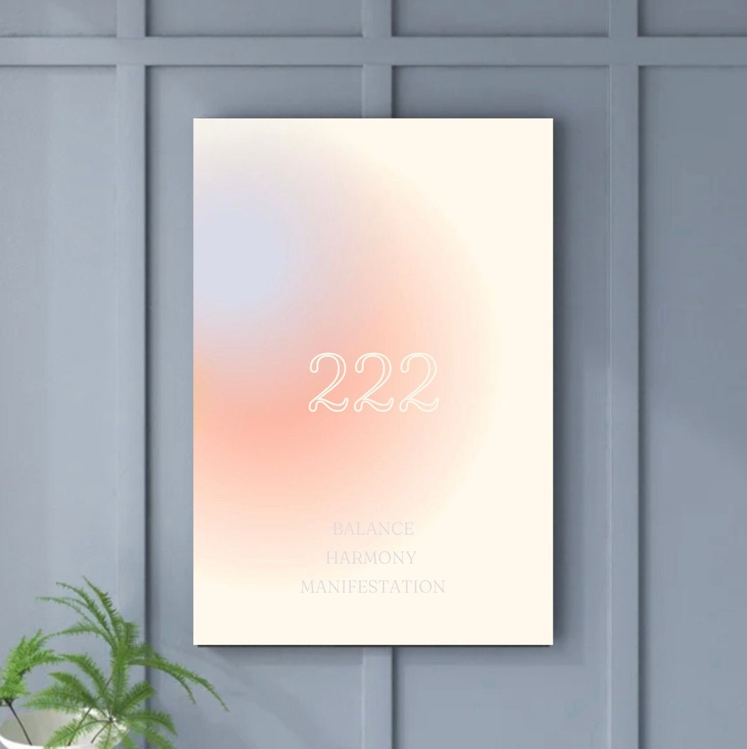 222 Angel Number Poster Gradient Aura Instant Download Poster Aura ...