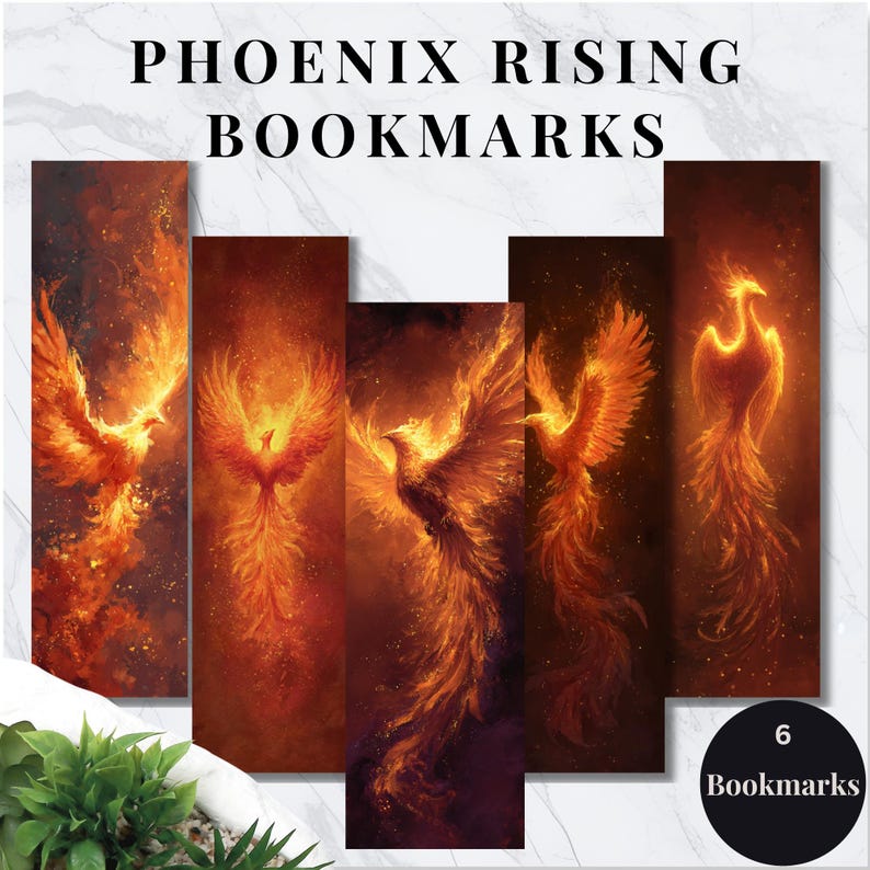 Phoenix Rising Bookmarks Printable, Fantasy Firebird Reading Set ...
