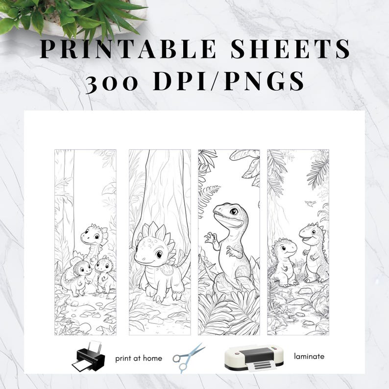 Dinosaur Coloring Bookmarks, Printable Bookmarks, Bookmark Coloring ...