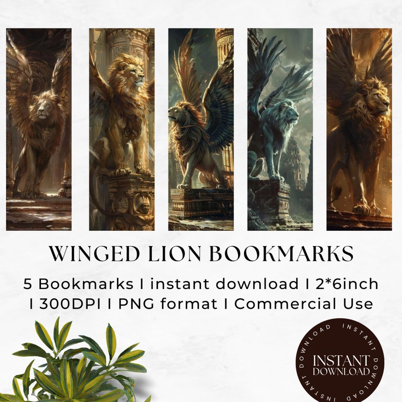 Winged Lion Bookmarks,guardian Lion, Ancient Temple,mythical Creature ...