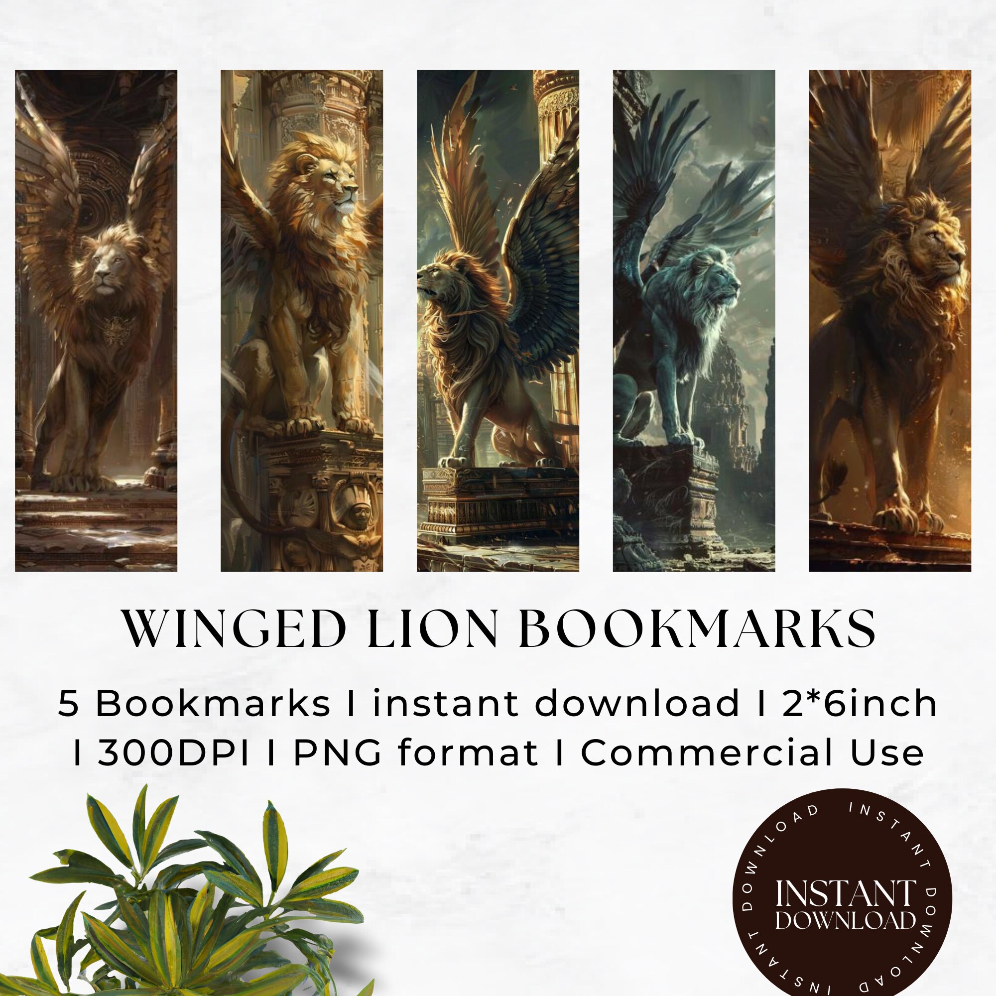 Winged Lion Bookmarks,guardian Lion, Ancient Temple,mythical Creature ...