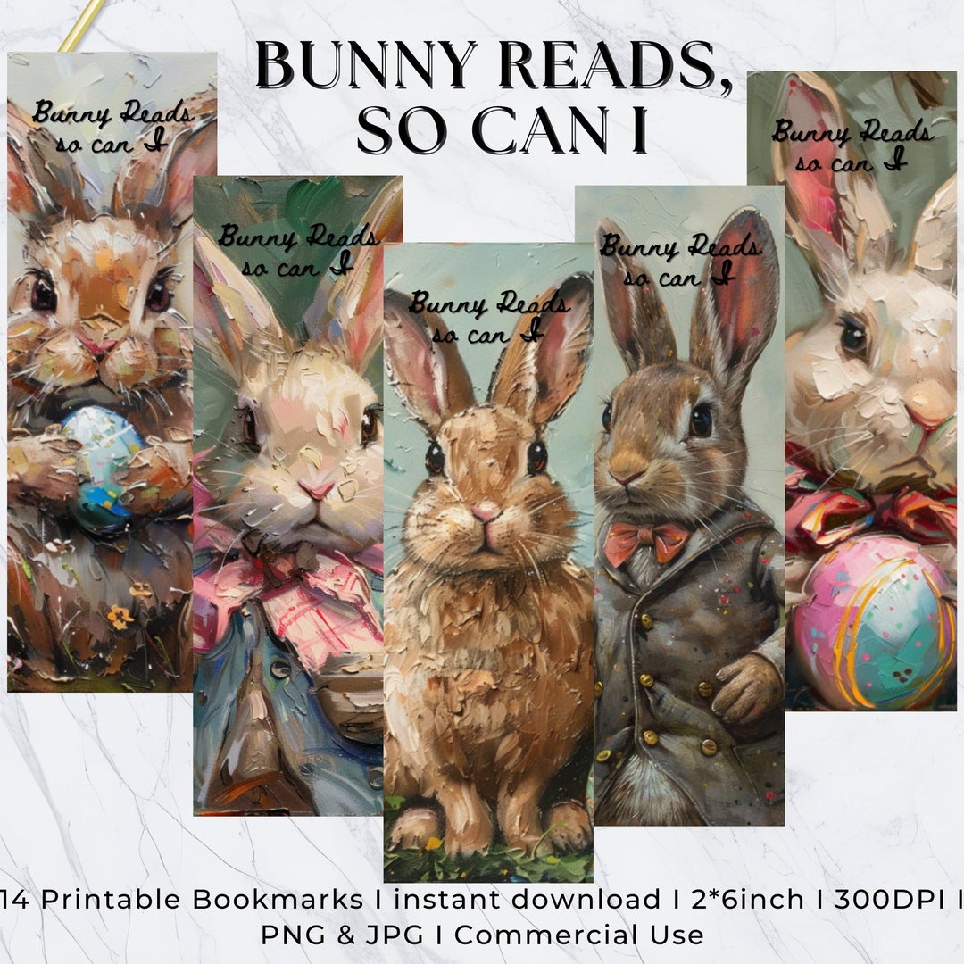 14 Easter Bunny Bookmark,printable Bookmark Sheets, Bookmark ...