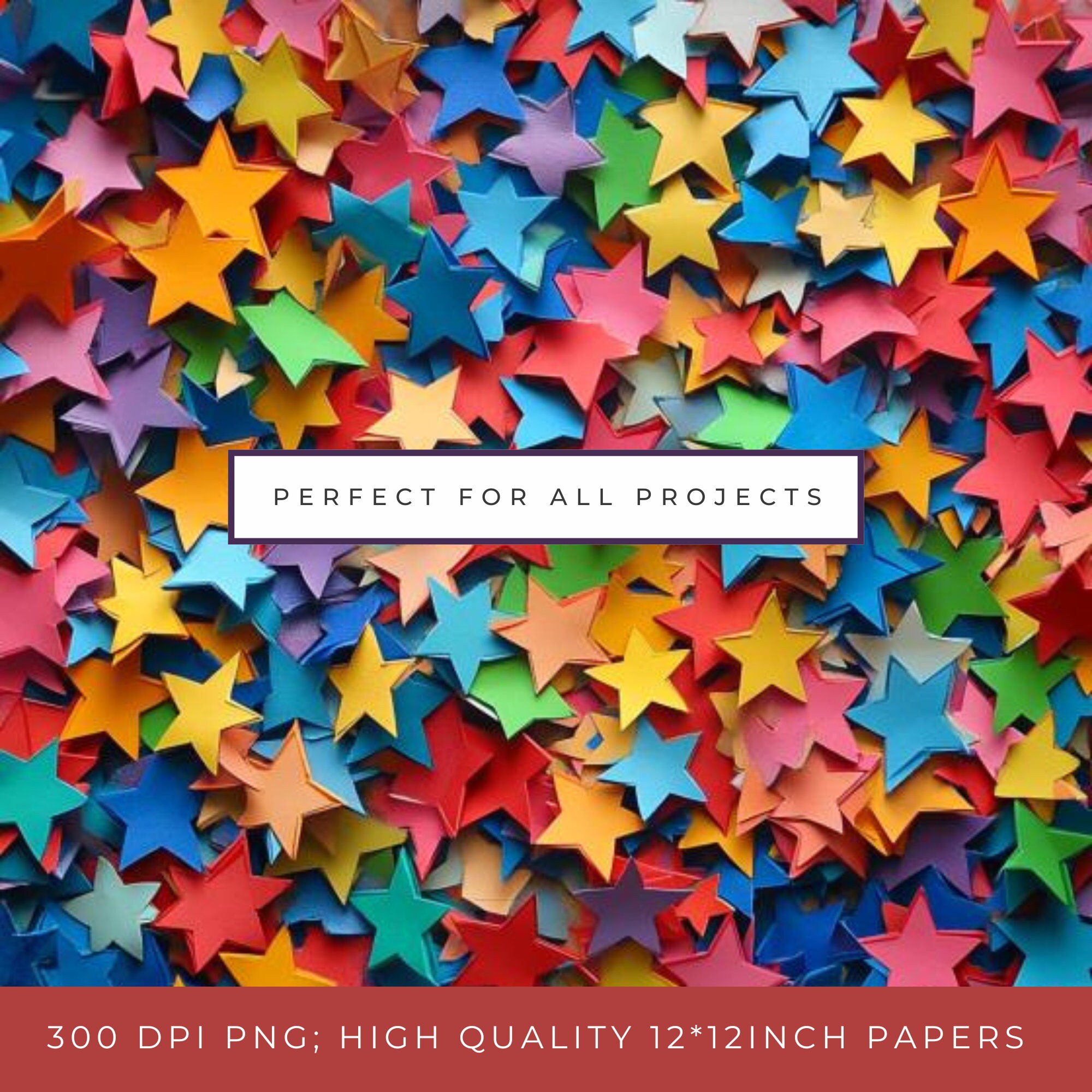 Rainbow Stars Digital Paper, 3D Rainbow Digital Paper, Bright Digital ...