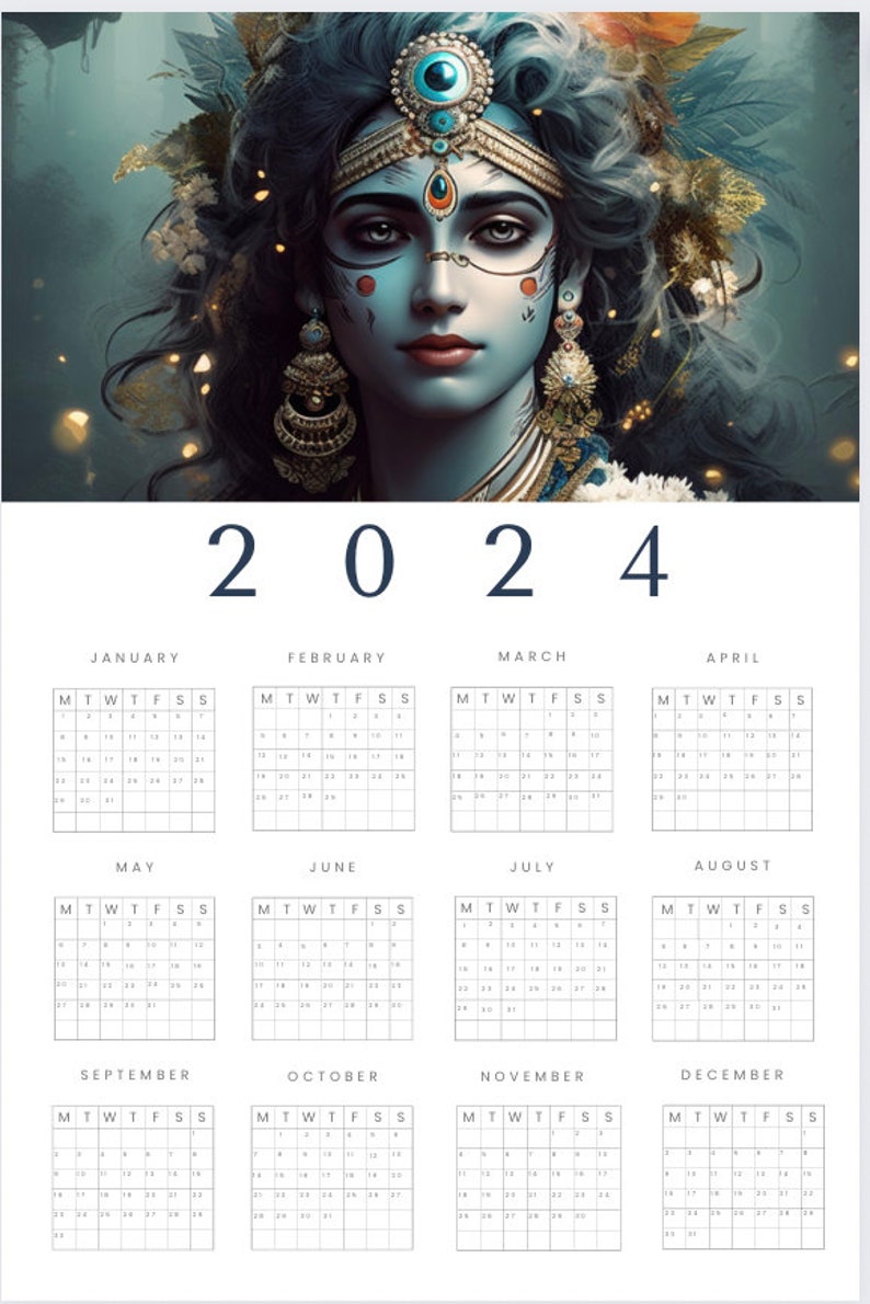Krishna Calendar 2024 & Wall Poster set 3 - Etsy Australia