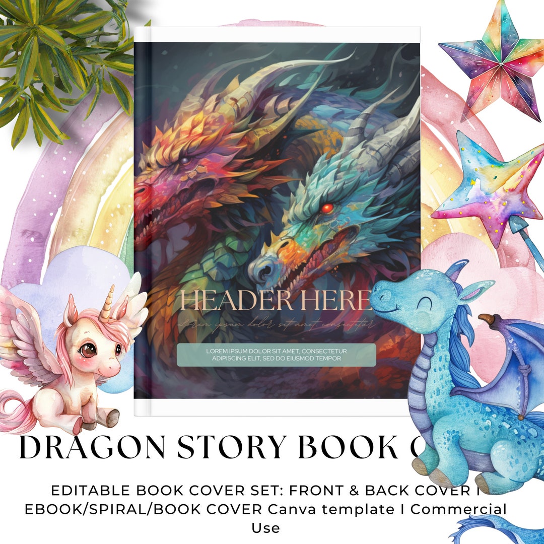 DRAGON Book Cover Template, Adventure Book Cover, Kids Book Cover ...