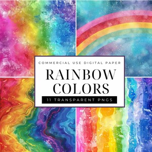 Watercolor Rainbow Digital Paper,rainbow Gradient Digital Paper, Bright ...