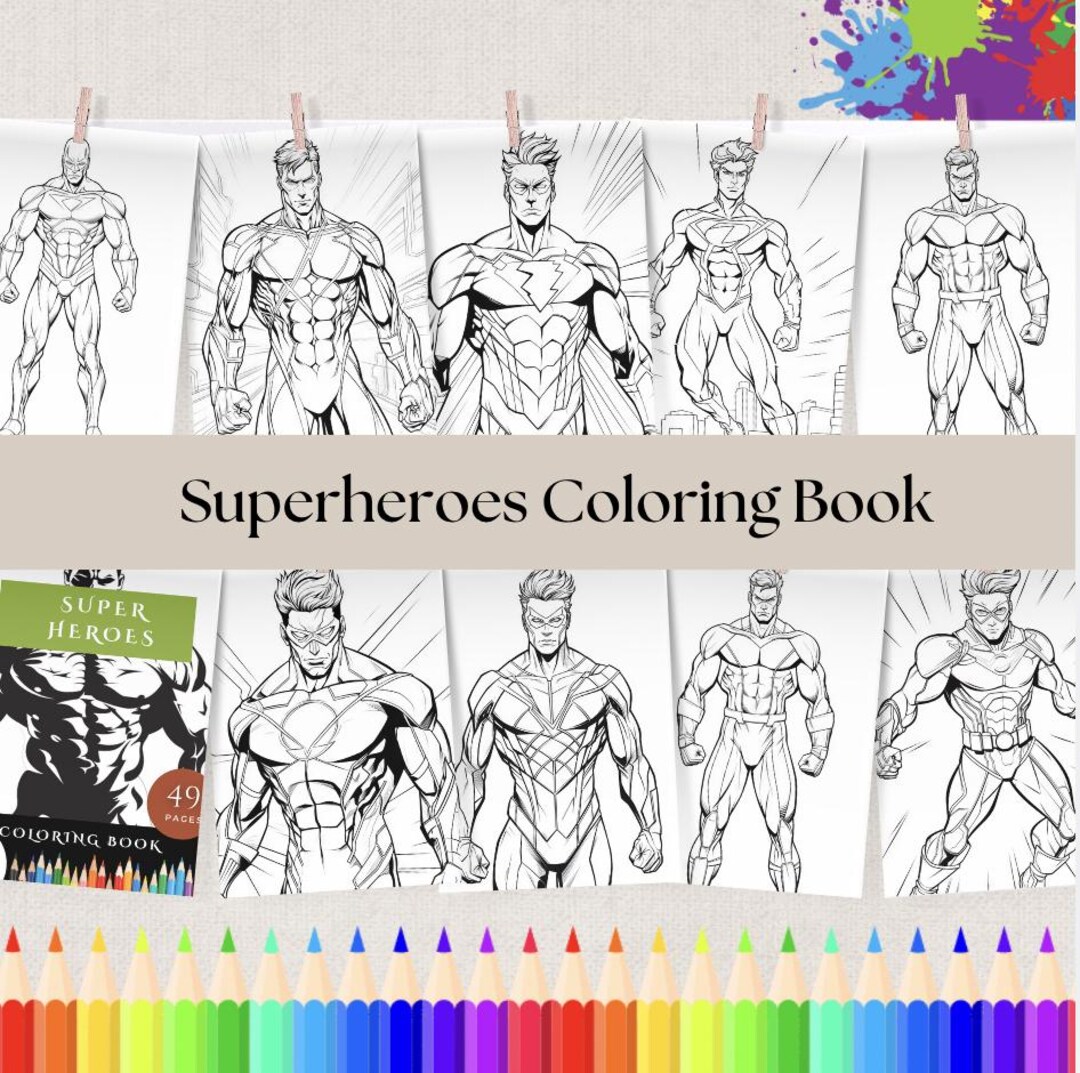 Superheroes Coloring Book, Boys Art Coloring Book, Birthday Party ...