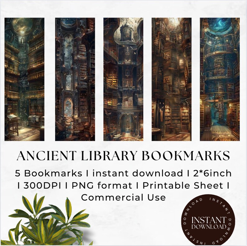 Magical Library Bookmarks, Ancient Enchanted Book Shelf, Ancient ...