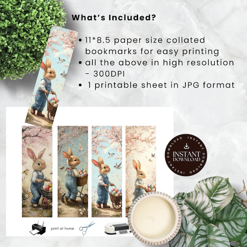 Farmer Bunny Bookmarks, Easter Bunny Printable Bookmarks, Reading ...